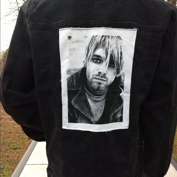 NIRVANA | Jackets & Coats | Nwt Nirvana Black Denim Jacket Kurt Cobain ...
